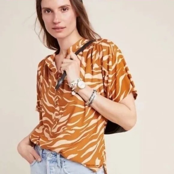 Maeve | Tops | Anthropologie Maeve Boho Animal Print Cedar Windham ...